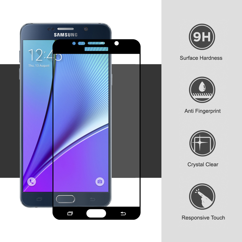 Black Tempered Glass Screen Protector - Samsung Galaxy Note 5